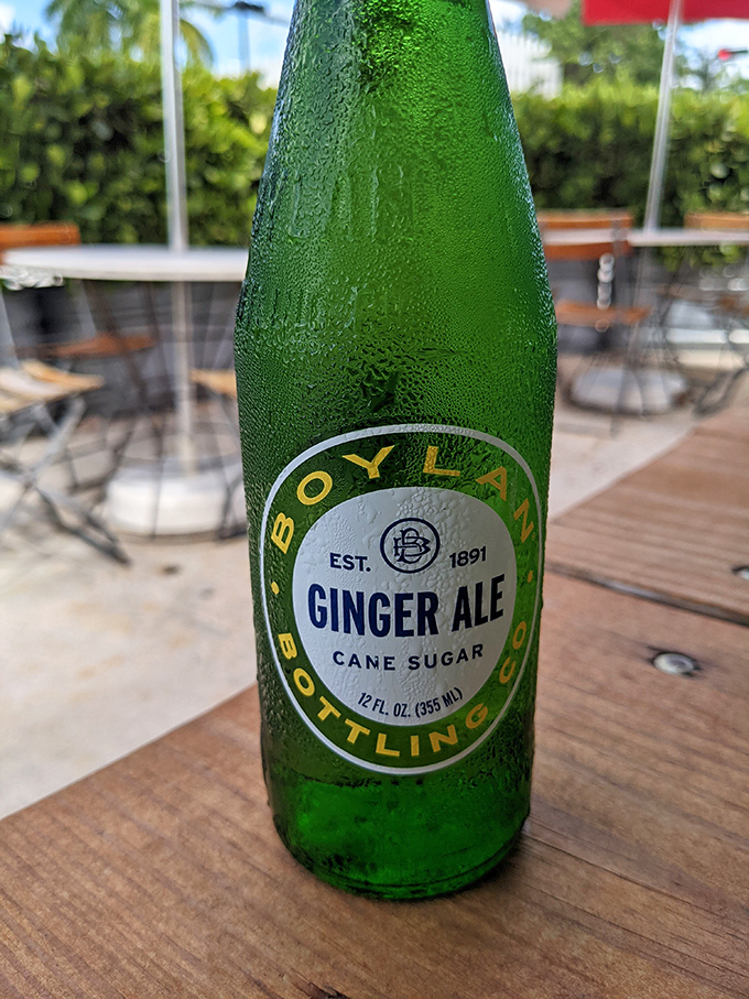 Boylan's Ginger Ale&mdash;the sophisticated choice for washing down street food royalty. That green bottle promises zippy refreshment with vintage charm.