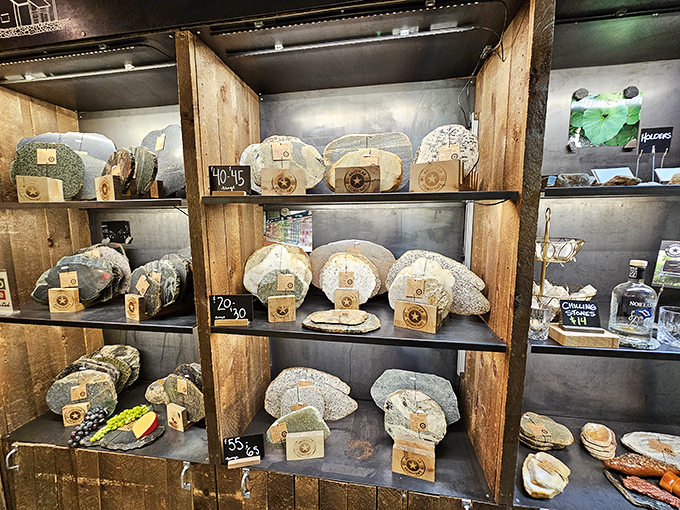Artisanal cheese display that makes French people homesick. Each wheel tells a story of pastures, patient aging, and perfect pairings.
