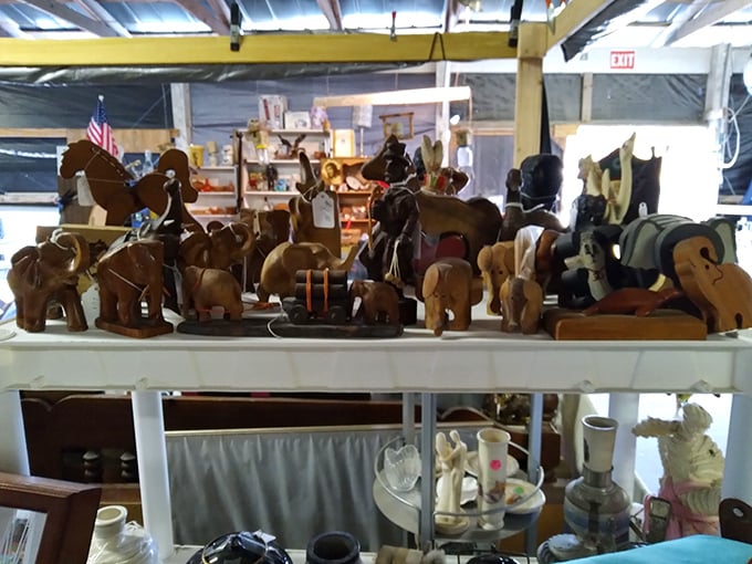 Crystal trees and gemstone displays transform this corner into a new-age wonderland that would make even skeptics consider the healing power of rocks.