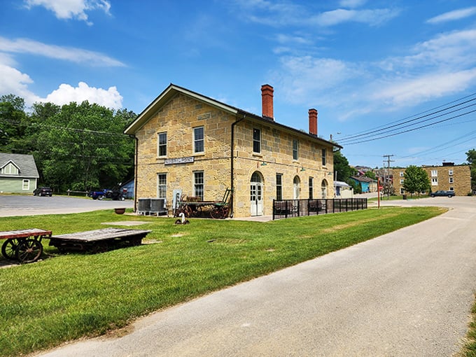 This historic depot building hasn't seen a train in decades, but its limestone walls still echo with the phantom whistles of bygone journeys.