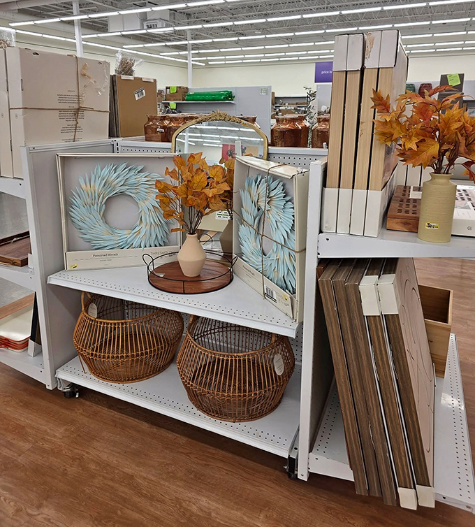 Seasonal d&eacute;cor that transforms "just moved in" to "been on Pinterest for years." Those blue wreaths could fool any houseguest into thinking you're a DIY genius.