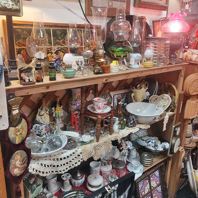 The booth where "I'm just browsing" turns into "I need that oil lamp I didn't know existed until now." Resistance is futile.