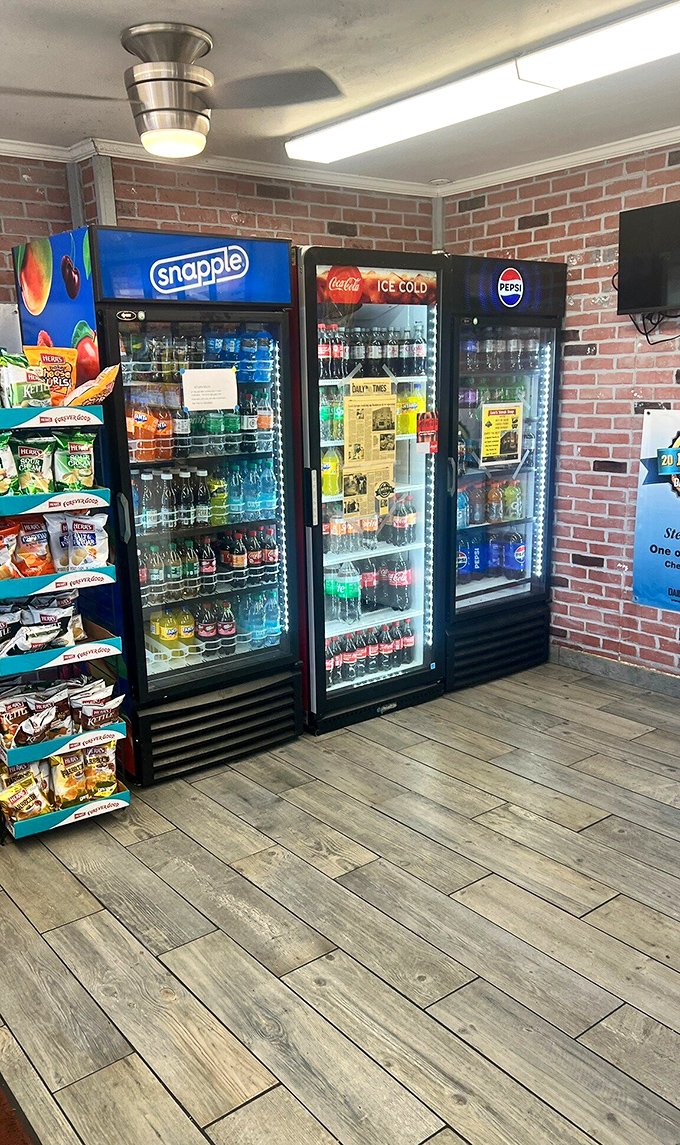 The beverage wall of wonders. Because choosing the right drink to accompany sandwich perfection is serious business.