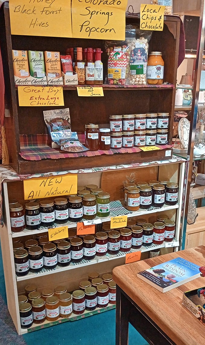 Colorado's sweet bounty lined up like edible jewels. Honey from Black Forest hives and local preserves that put grocery store versions to shame.