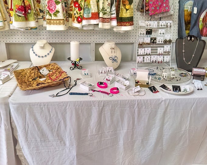 Delicate jewelry displays offering everything from costume baubles to the occasional hidden gem worth far more.