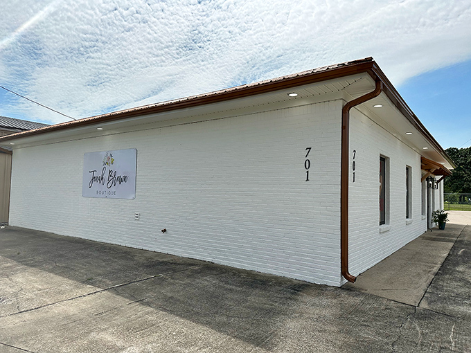 Jonah Brown Boutique's clean white exterior belies the treasure trove of unique finds waiting inside for discerning shoppers.