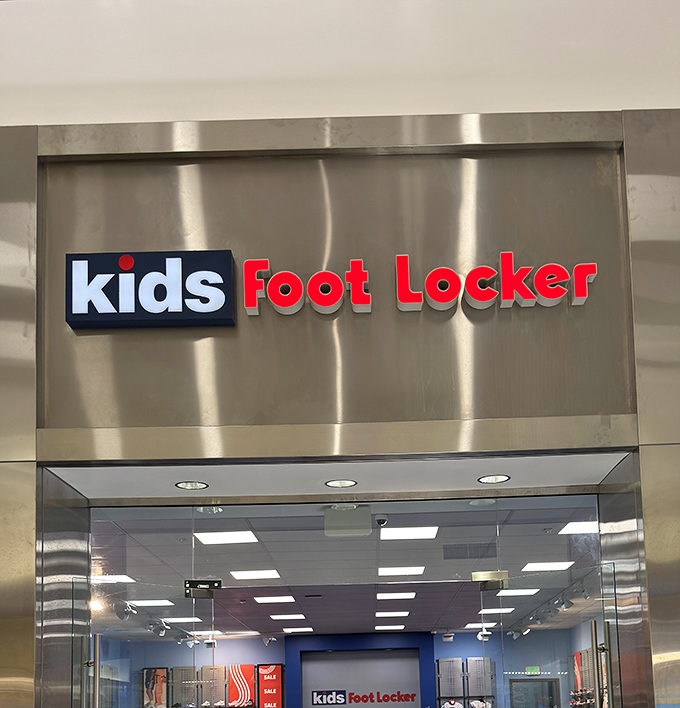 Kids Foot Locker gleams like a shrine to tiny sneakerheads and their budget-conscious parents.