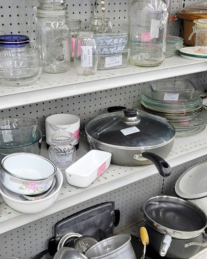 Mason jars, baking dishes, and cookware await culinary adventurers looking to outfit kitchens without breaking the bank.