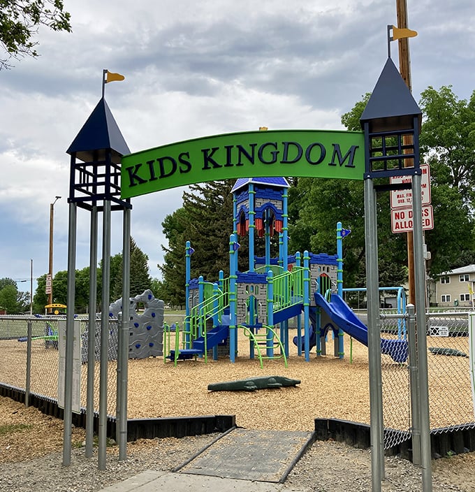 Kids Kingdom playground lives up to its royal name with castle towers and endless adventures for the young monarchs.