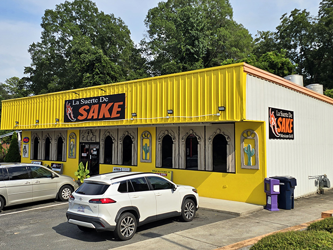 La Suerte De Sake's sunshine-yellow exterior is like a mariachi band for your eyes&mdash;impossible to miss and guaranteed to lift your spirits.