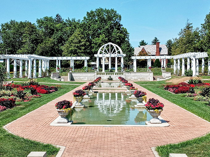 Lakeside Park's formal gardens and reflecting pool offer a serene escape that feels like stumbling onto a European estate in the Midwest.