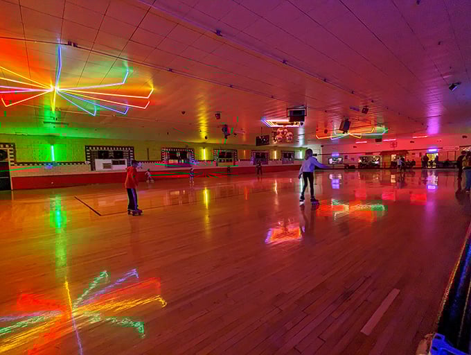 Lind Arena transforms ordinary evenings into neon-soaked nostalgia trips, where roller skating proves some joys never go out of style.