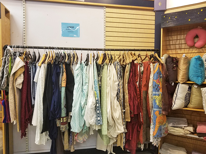 The linen section offers a rainbow of possibilities for home refreshes. That turquoise blouse might become your new signature summer piece.