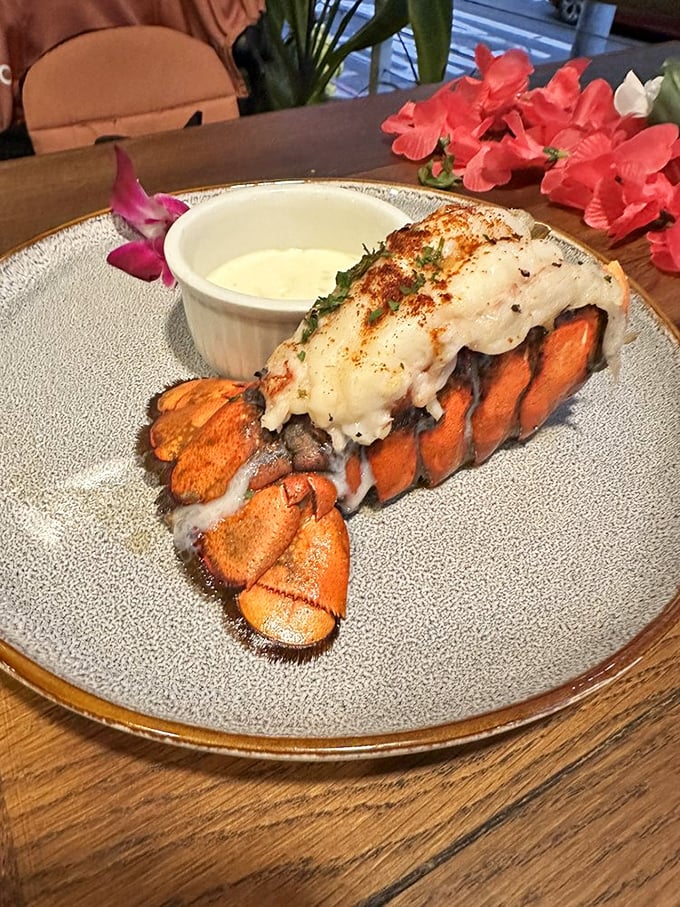 When your lobster tail arrives looking like ocean royalty on vacation, you know the kitchen isn't cutting any corners tonight.