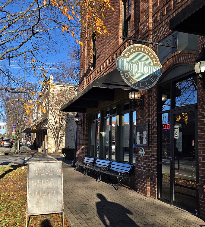 The Madison Chophouse Grille sign promises what every hungry traveler seeks: a meal worth writing home about.