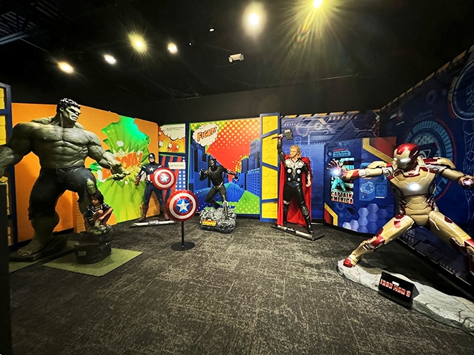 The Marvel superhero exhibit brings comic books to larger-than-life reality. The Hulk looks like he's about to smash right through the fourth wall. 