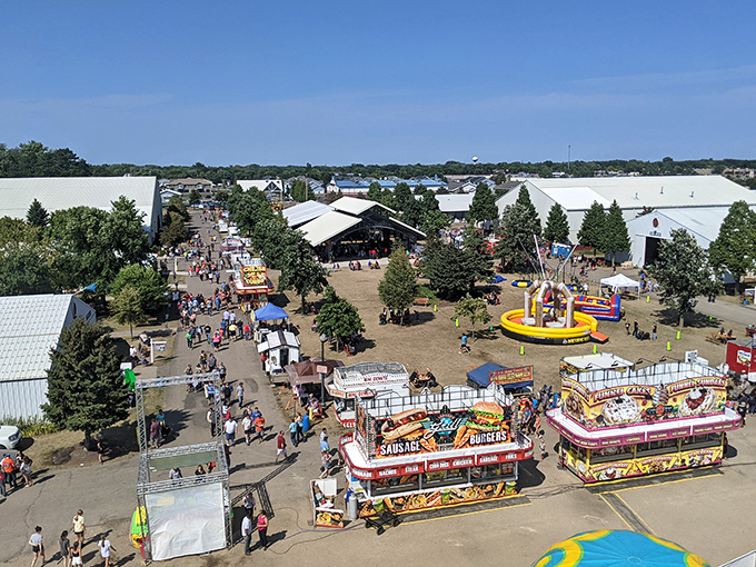 The McLeod County Fairgrounds transforms from quiet expanse to vibrant community celebration, complete with obligatory fried everything.