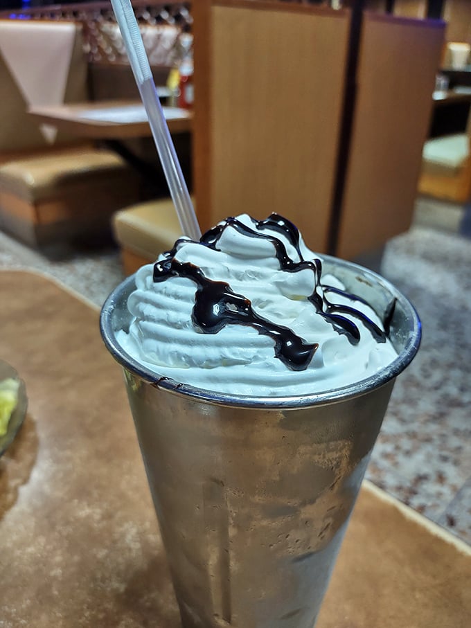 The milkshake that launched a thousand cravings&mdash;tall, frosty, and topped with whipped cream that's drizzled with chocolate like an abstract expressionist painting.