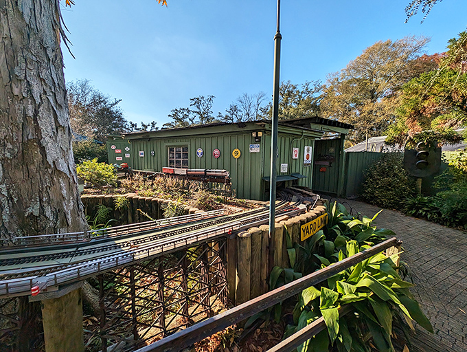 The model train setup brings childlike wonder to visitors of all ages. Tiny locomotives navigate this miniature world with more efficiency than actual Amtrak service.