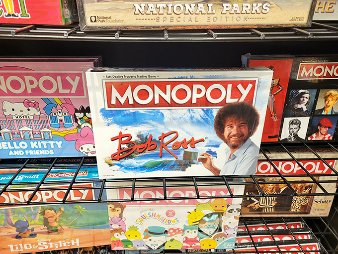 Board game heaven featuring Bob Ross Monopoly&mdash;because nothing says "happy little shopping trip" like bringing home quirky treasures alongside designer finds.