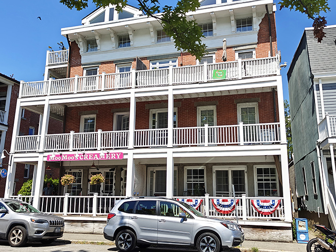 Moo Moo's Creamery isn't playing around&mdash;those three tiers of porches are just waiting for you and a double scoop on a summer afternoon.