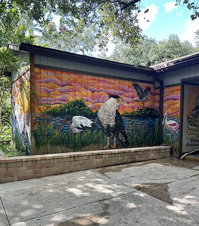 Wall-to-wall wildlife! This vibrant mural celebrates Florida's native species with colors bright enough to make a peacock jealous.