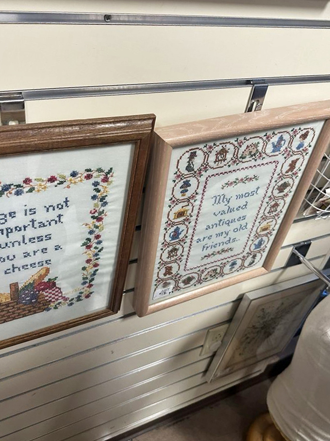 Cross-stitched wisdom and handcrafted sentiments that grandmothers everywhere would approve of. Wall art with both heart and humor.