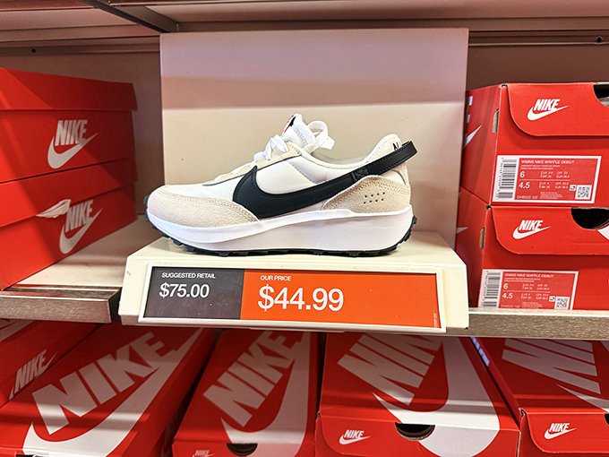 Nike shoes marked down from $75 to $44.99 represent the kind of mathematics that makes your heart sing joyfully.