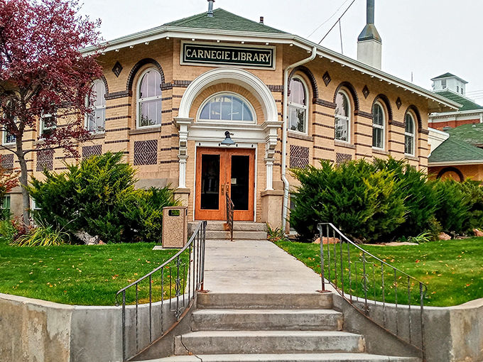 The Carnegie Library stands as an architectural gem, its arched entrance inviting bibliophiles to step back in time while reaching for knowledge that's thoroughly modern.