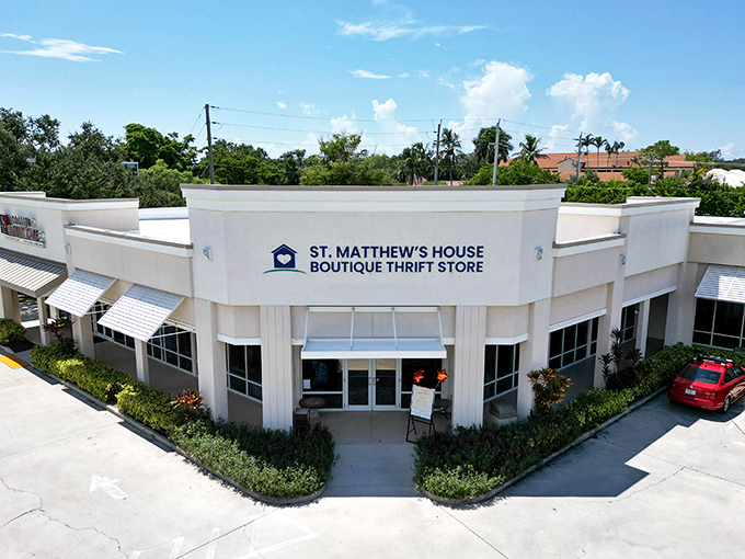 The clean, modern exterior of St. Matthew's House belies the treasure trove within&mdash;like finding a five-star restaurant in a strip mall.