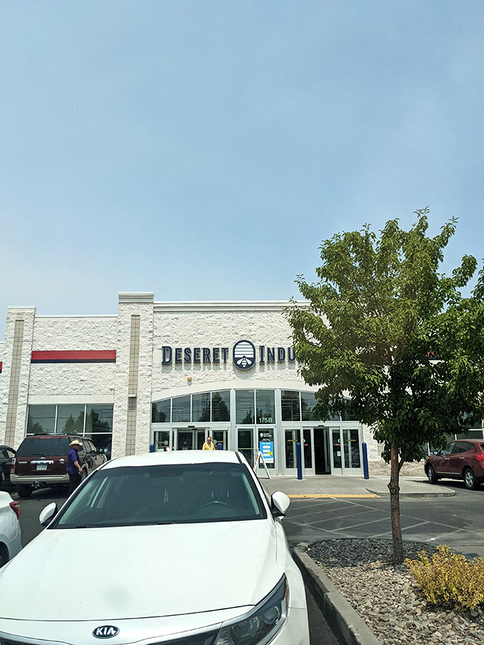 Even from the parking lot, the siren call of bargains is impossible to resist on a perfect Utah summer day.