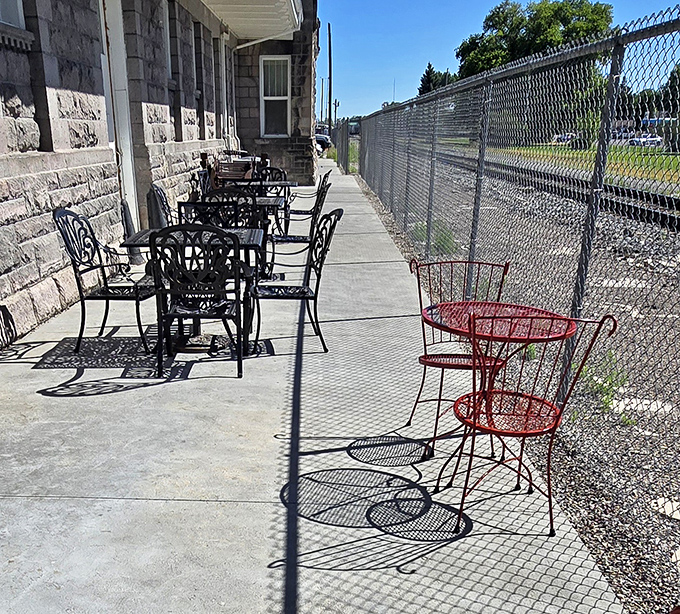 After touring the museum, enjoy Idaho's famous sunshine at these outdoor tables. Even the patio furniture looks potato-inspired.