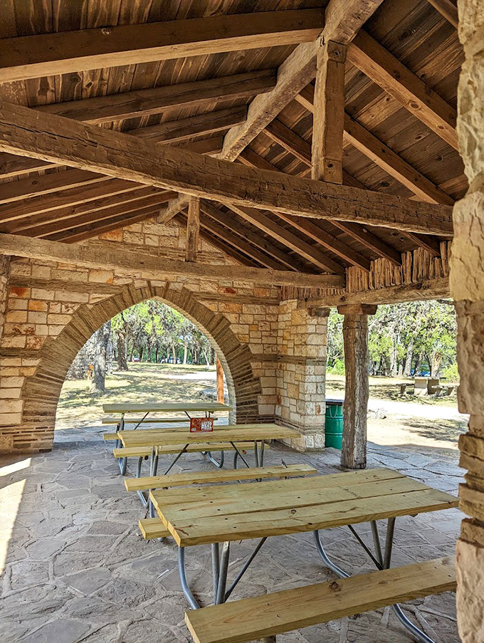 Picnic in the shade of history. These CCC-built shelters provide the perfect spot for a post-exploration meal surrounded by Hill Country beauty.