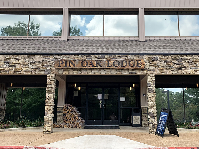 Pin Oak Lodge welcomes weary adventurers with stone and wood warmth that whispers, "Kick off your hiking boots and stay awhile."