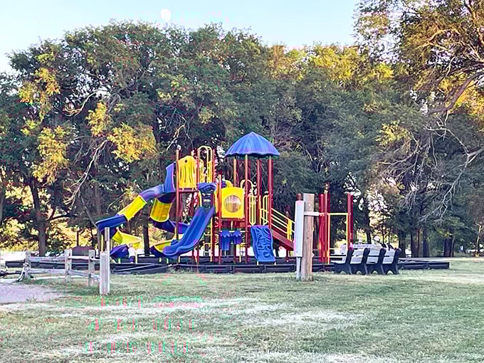 A playground where kids can burn energy while parents recharge on nearby benches &ndash; everybody wins here.