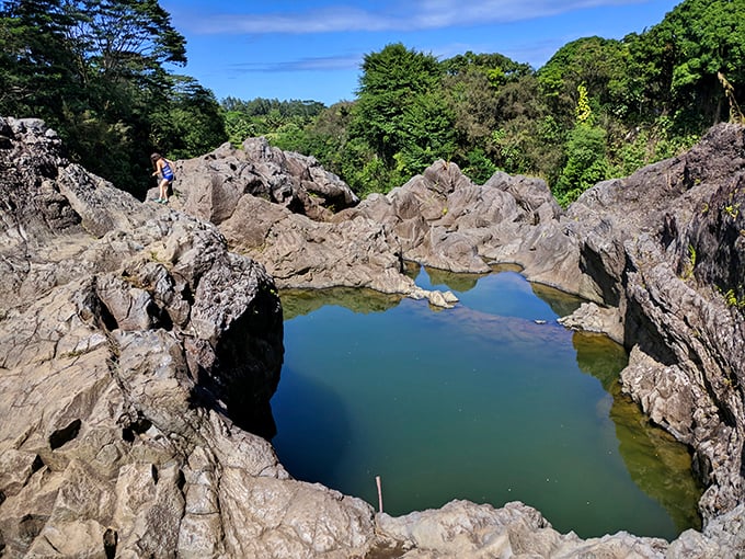 The Boiling Pots live up to their name when the river's running high, churning like nature's own jacuzzi.