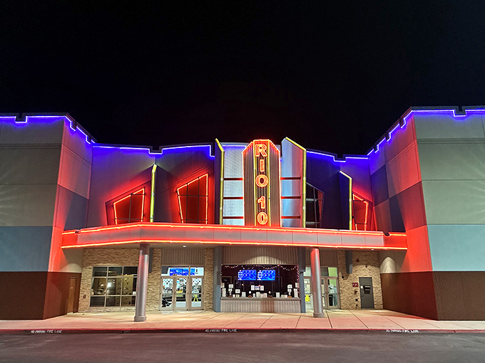 The Rio 10 Cinemas light up Kerrville nights like a neon promise that entertainment doesn't require a big-city address.