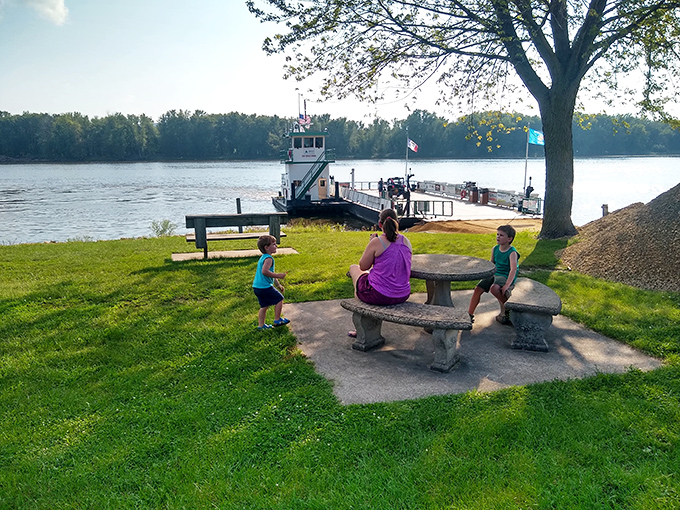 Riverside picnics with ferry views&mdash;nature's dinner theater. The Mississippi provides the backdrop while families create the memories.