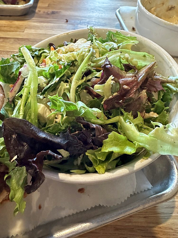 Even the salad gets the royal treatment&mdash;fresh greens that serve as more than just a token healthy option.