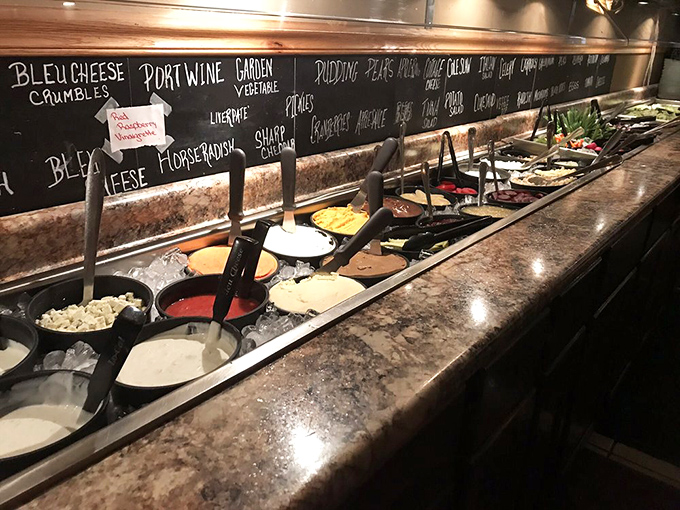 The salad bar&mdash;where you can pretend to be virtuous before demolishing a 16-ounce ribeye. Those bleu cheese crumbles aren't fooling anyone.