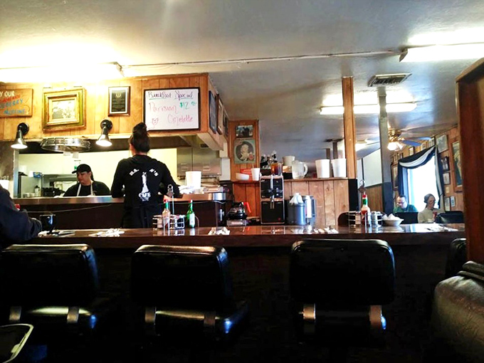 Where breakfast magic happens&mdash;the counter view offers front-row seats to the morning's most delicious show.