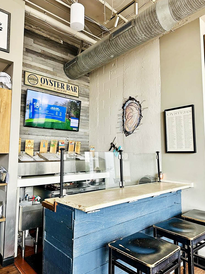 The oyster bar stands ready for action &ndash; a front-row seat to the briny drama where mollusks are the stars of the show.