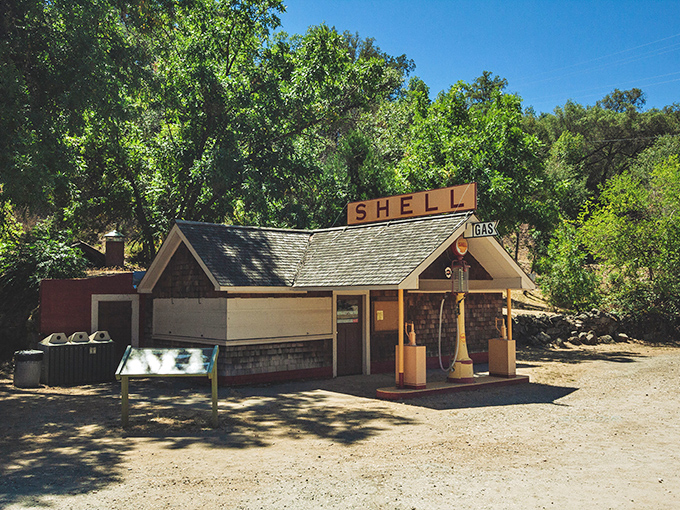 This restored 1920s Shell station nearby adds another layer of nostalgic charm. Gas prices have changed slightly since then!