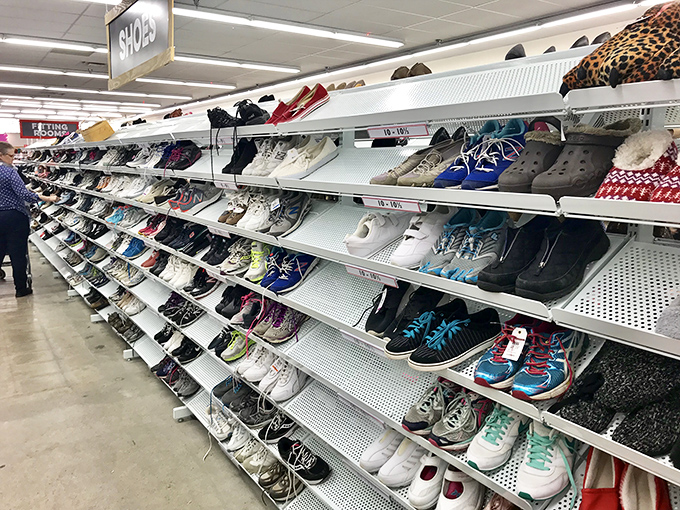 The shoe section spans decades of footwear fashion. From dad sneakers before they were cool again to barely-worn designer finds that make you question your luck.