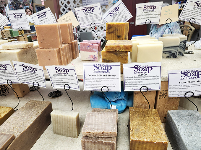 Handmade soaps labeled with ingredients you can actually pronounce, unlike that mystery bar in your shower now.