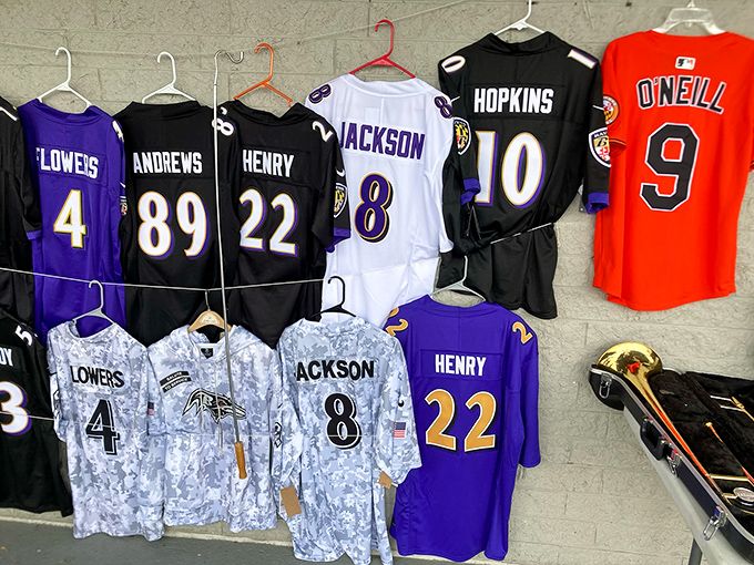 Ravens and Orioles jerseys hanging like badges of Baltimore pride at prices that won't make you cry.