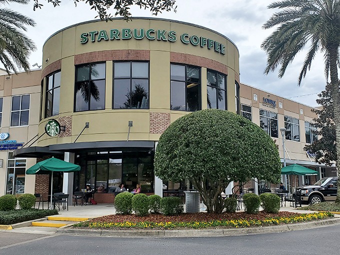 Yes, even small-town Florida has its Starbucks, where retirees debate whether convenience trumps local charm over identical lattes.