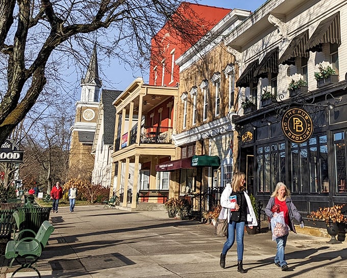 Historic storefronts stand shoulder-to-shoulder like old friends, each with its own personality but all sharing the same welcoming spirit.