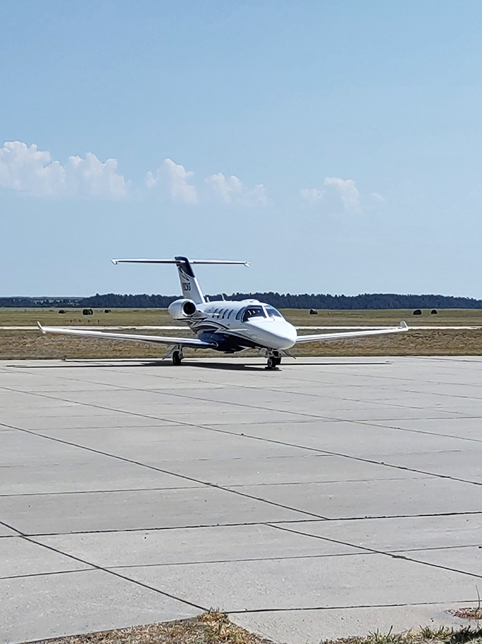 Another sleek aircraft awaits on Valentine's tarmac, connecting this remote prairie gem to the wider world beyond the Sandhills.