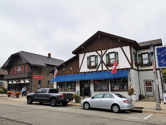 The Bramble Patch showcases the town's commitment to Swiss-inspired design, where even shopping feels like an authentic cultural experience.